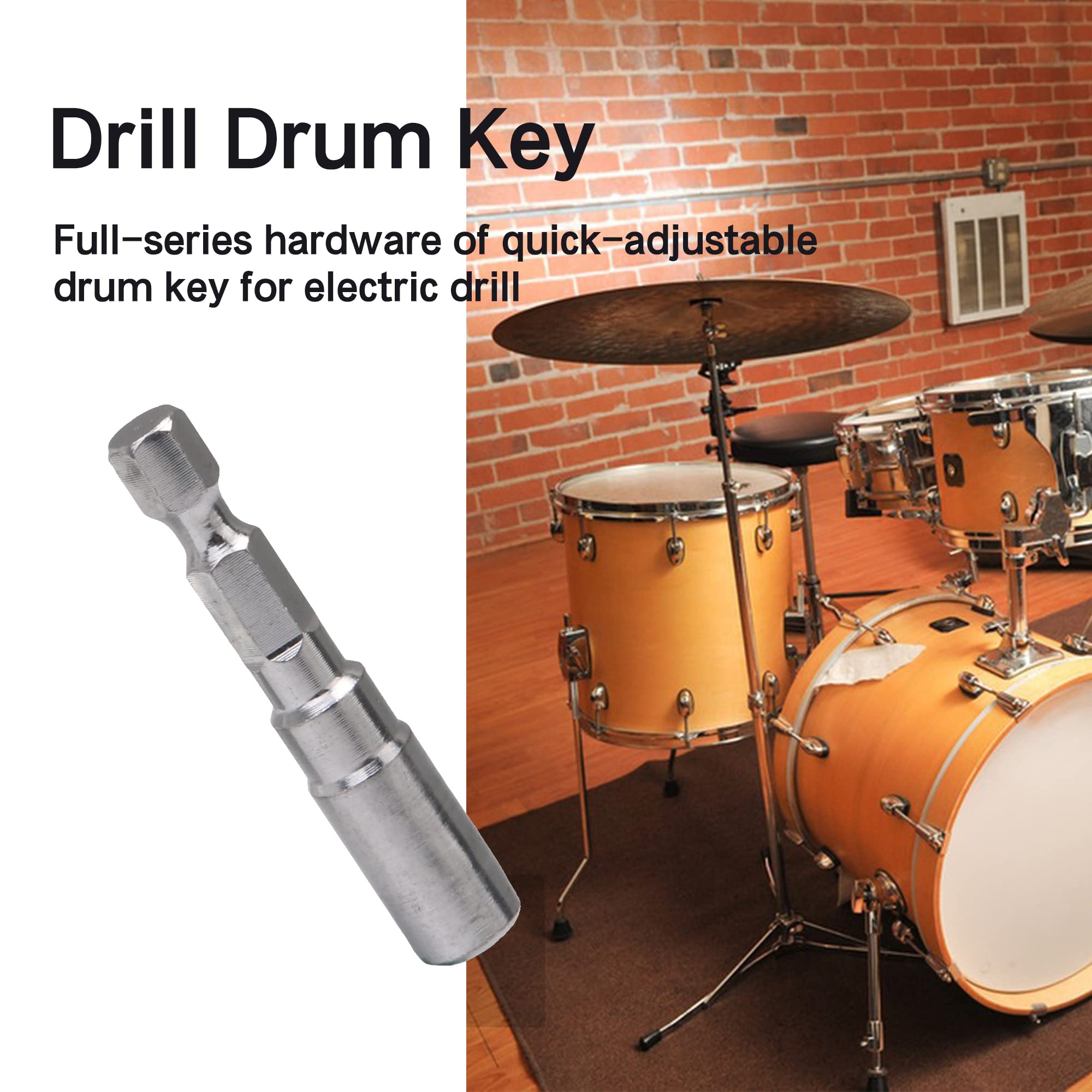 Sevender 1 Pack Head Replacement Drill Drum Key for Super-fast Tuning Silver