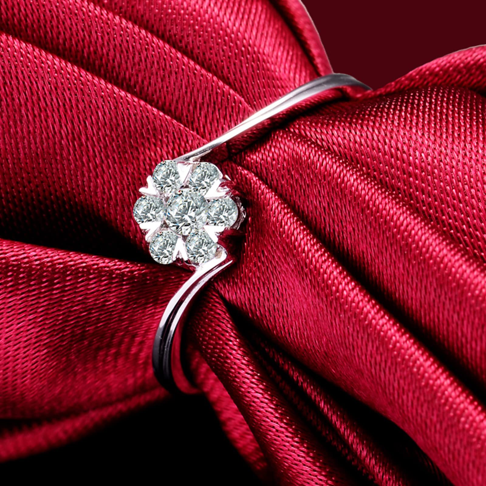 WSX Pure Gold Engagement Ring Women 0.6cttw Round Moissanite Wedding Promise Halo Ring Twisted for Her