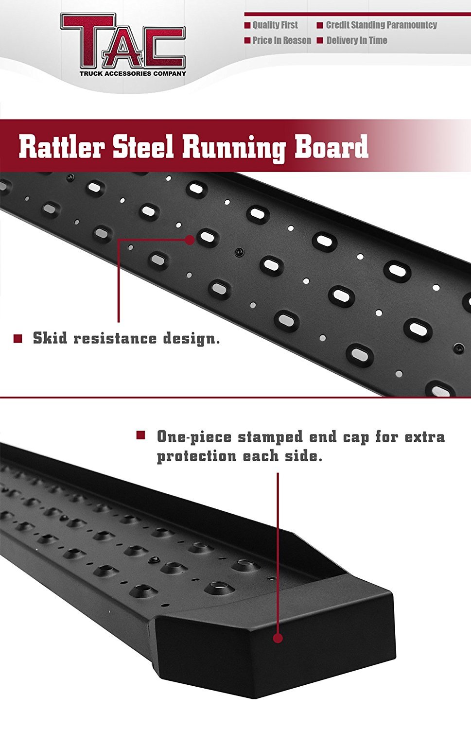TAC 6.5β Running Boards Fit 1999-2014 Ford Econoline Van (Full Size) Truck Pickup Utility Black Rattler Steel Running Boards Side Steps Nerf Bars Step Rails (2 Pieces Running Boards)