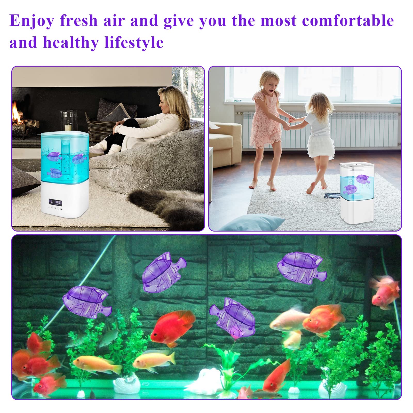 XIMOON Universal Humidifier Tank Cleaner for WARM/COOL mist humidifiers, Fish Tank -4 Pack