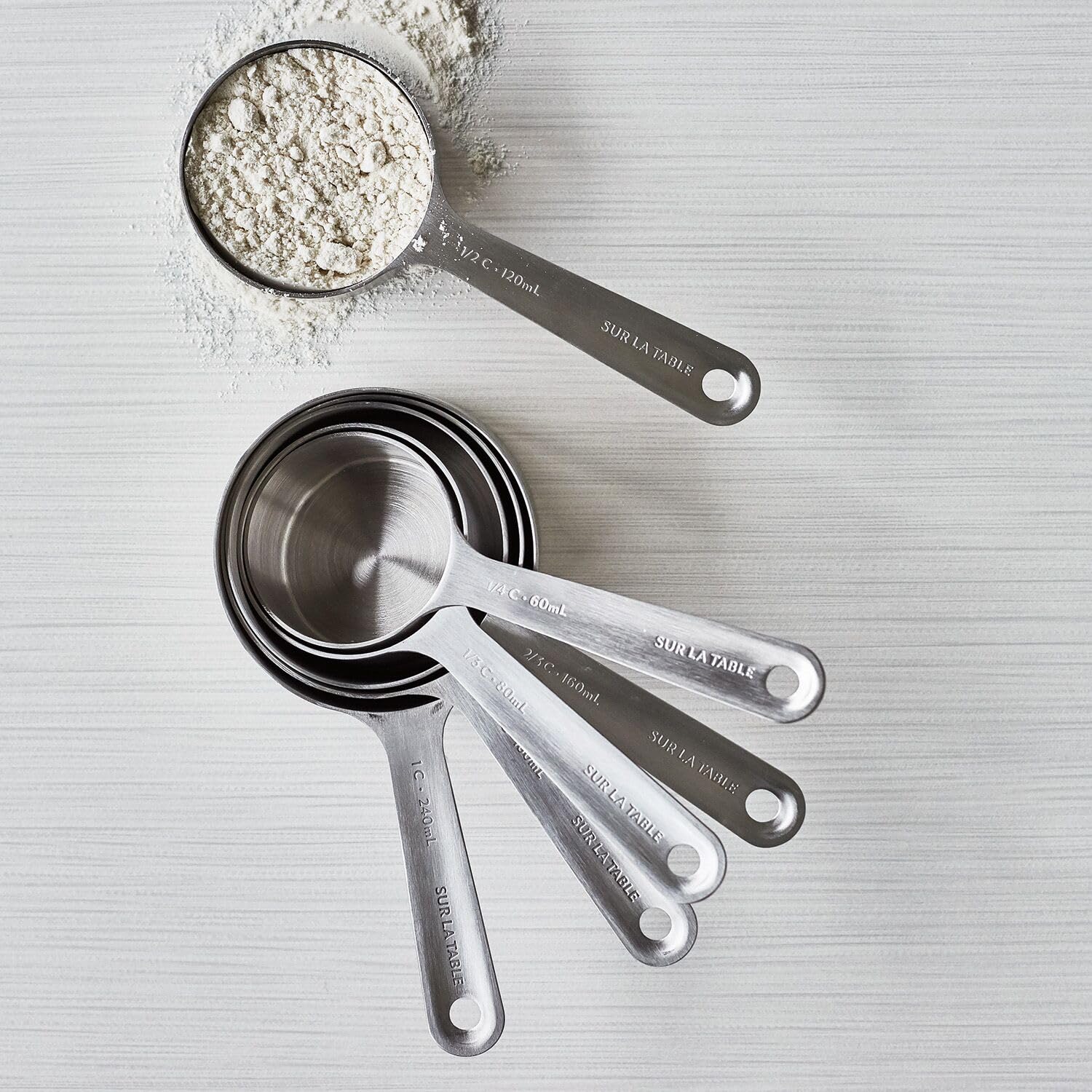 Sur La Table Stainless Steel Measuring Cups, Set of 6, Silver
