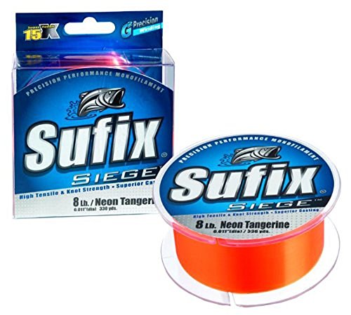 Sufix Siege 330-Yards Spool Size Fishing Line (Tangerine, 8-Pound)