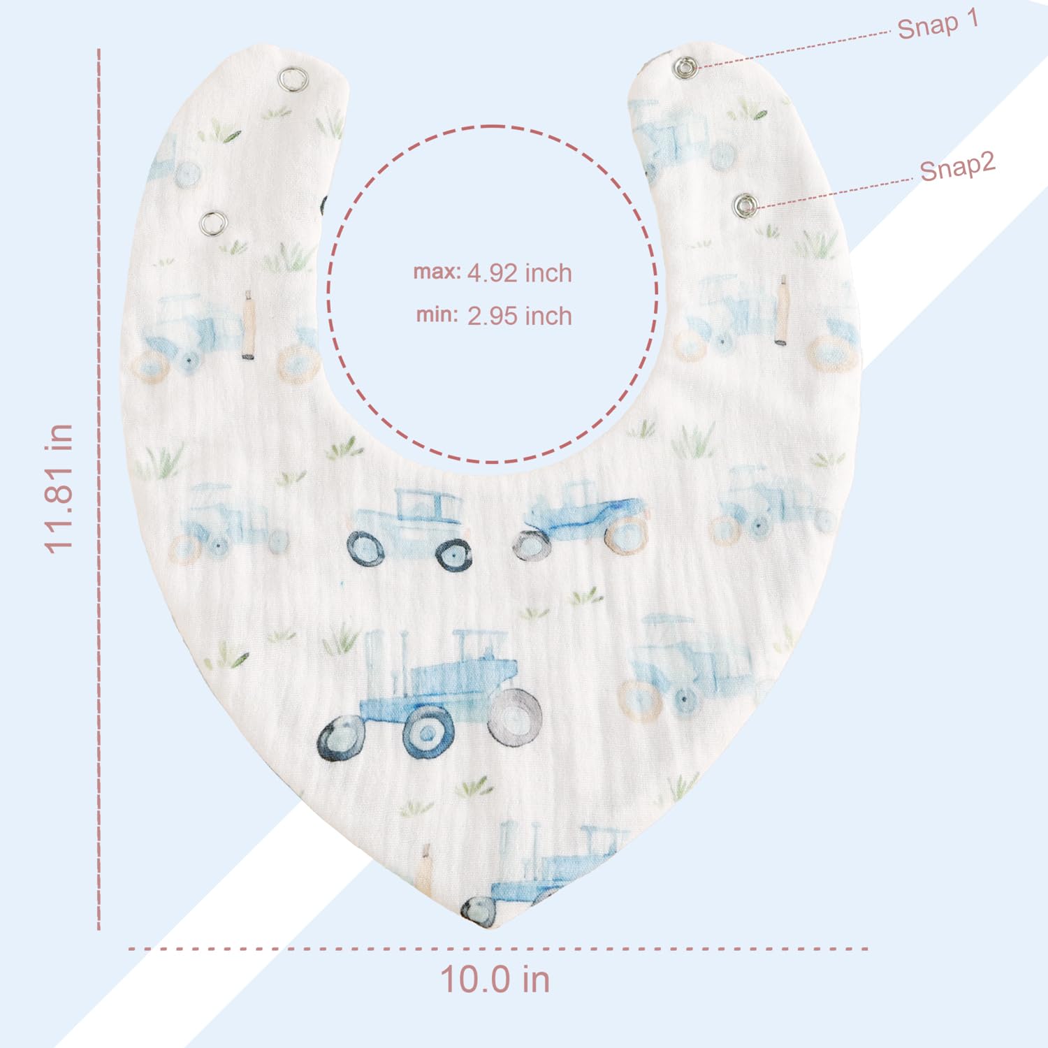 vuminbox Muslin Baby Bibs Bandana Drool Bibs 100% Cotton Absorbent Soft Reversible 6-Pack Set for Feeding, Teething Pattern and Solid Color for Girls