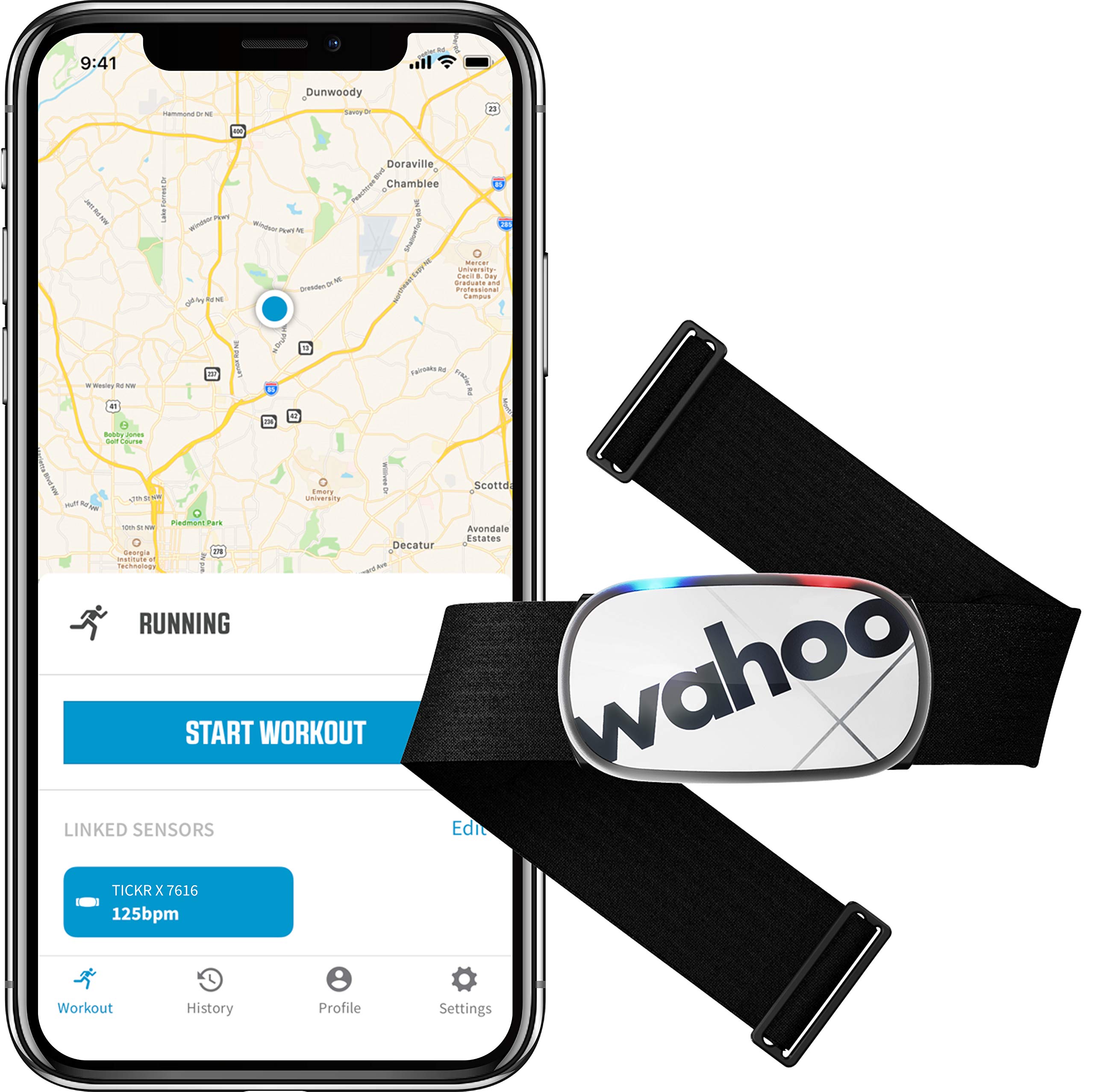 Wahoo TICKR X Heart Rate Monitor Chest Strap + Memory, Bluetooth, ANT+