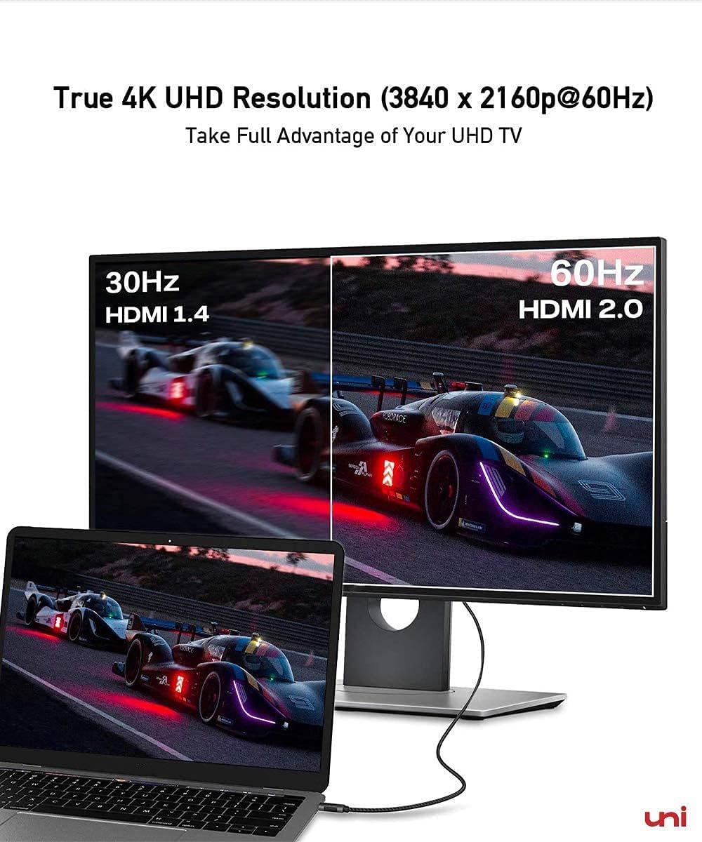 uni USB C to HDMI Cable 6ft-2 Pack 4K@60Hz, USB Type C to HDMI Cable [Thunderbolt 3 Compatible] for MacBook Pro/Air, iPad Pro, Surface Book 2, Galaxy S23, and More