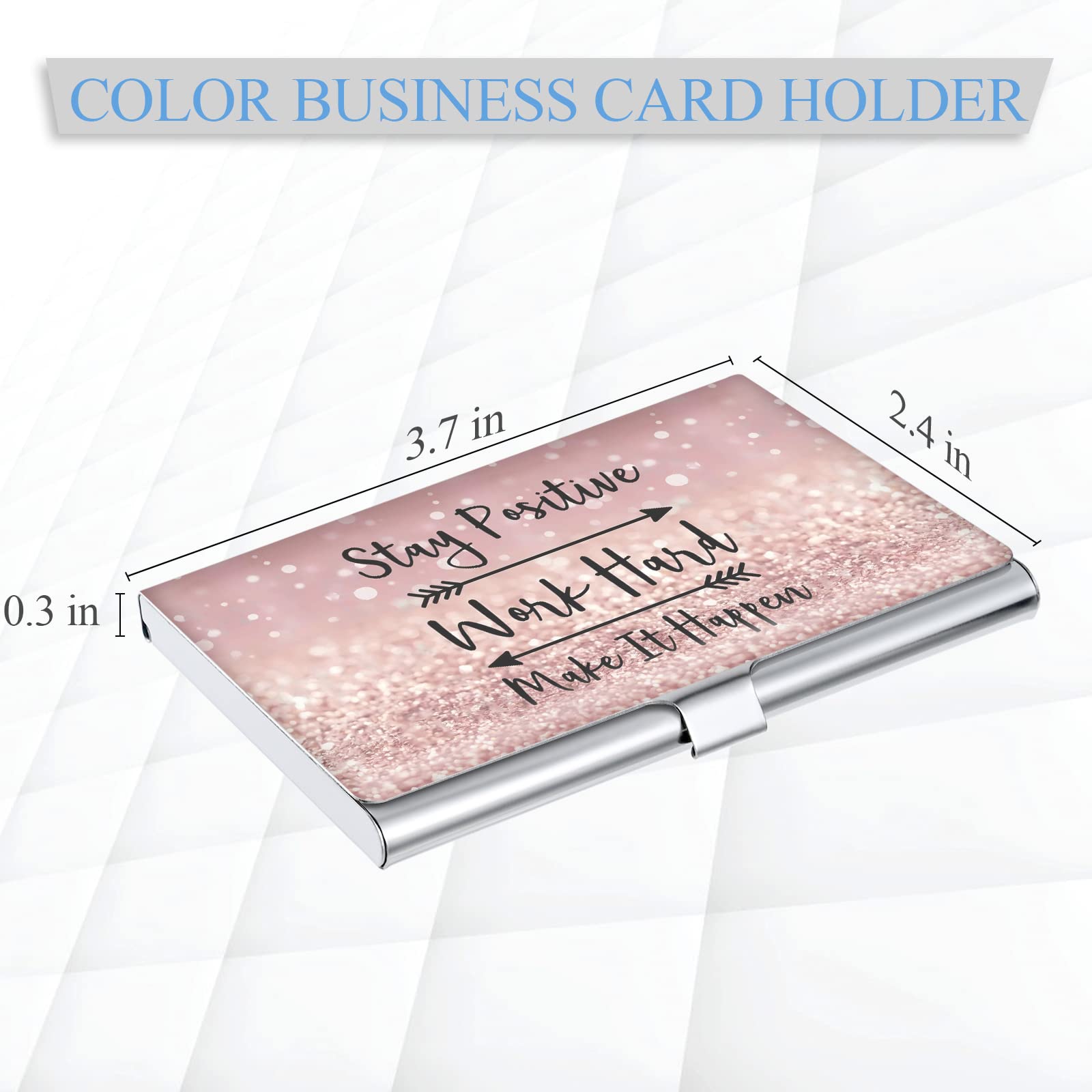 xiviers Business Card Holder,Color Printing Men's and Women's Business Card Case,Ultra-Thin Metal Business Card Organizer,Carry-on Pocket Wallet Business Card Holder,Pink Letters