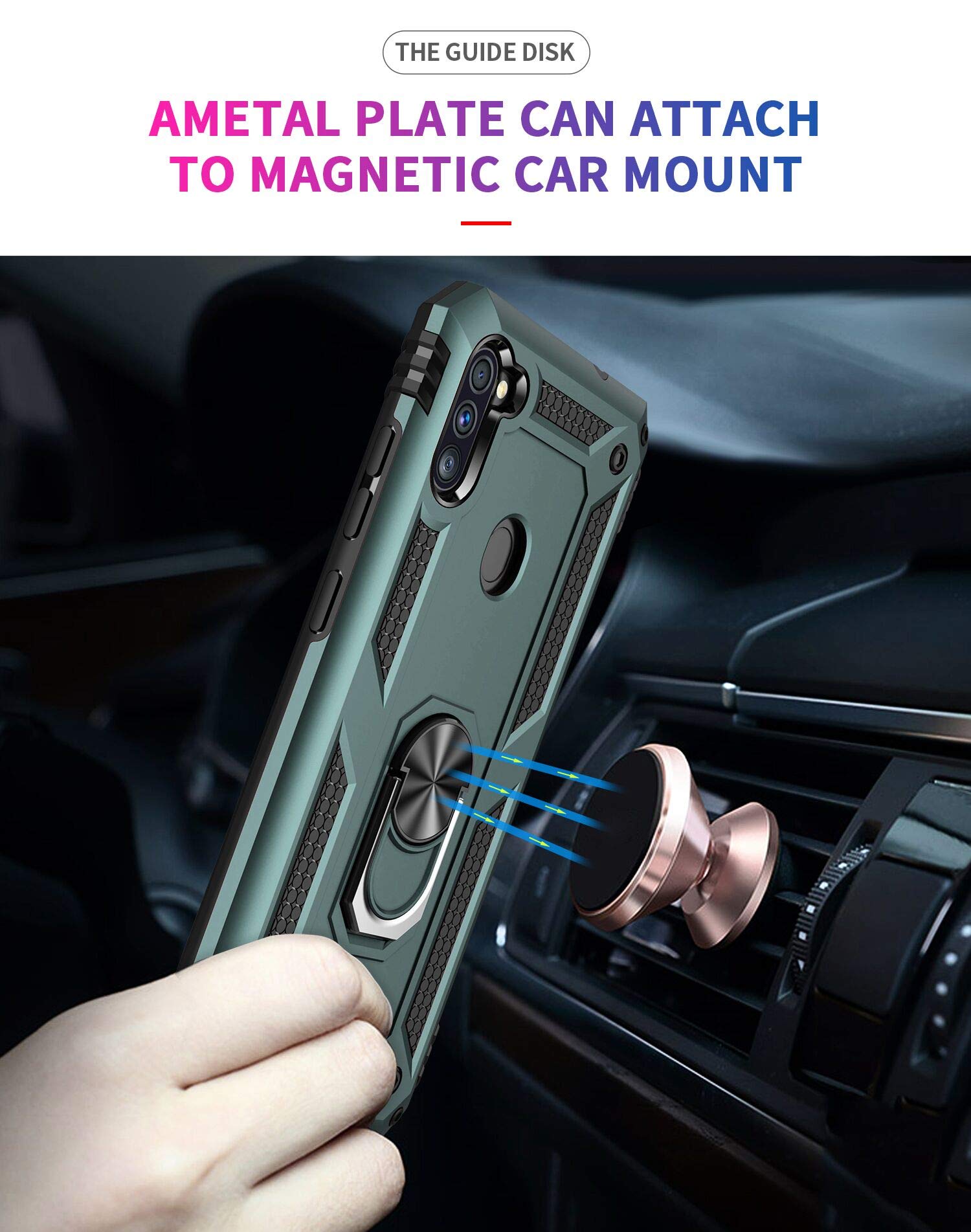 Tranick Samsung A11 Case with [ 9H Full Coverage Tempered Glass Screen Protector], [ Military Grade ] 15ft Drop Tested Protective Case for Samsung Galaxy A11 Phone (Green)