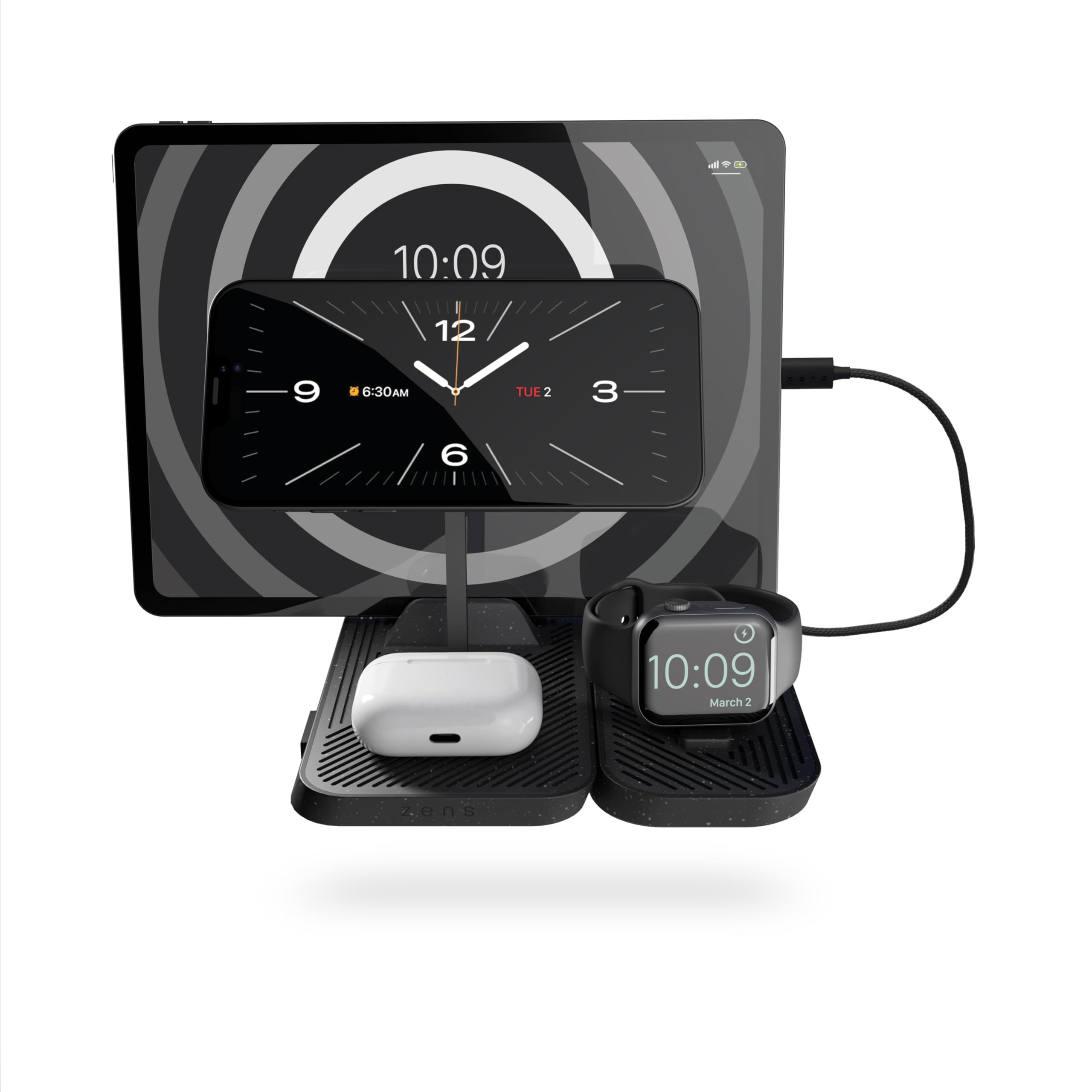 ZENS MagSafe 4-in-1 Modular Charging Station for iPhone, AirPods, Apple Watch, and iPad, Supports iOS 17 Standby Mode, 65W Power Adapter Included