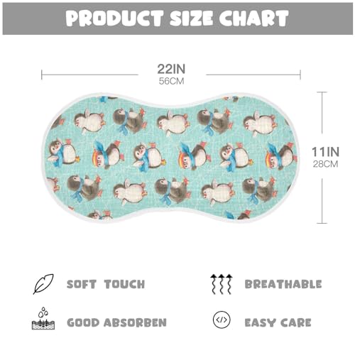 vvfelixl Baby Burp Cloths Cute Penguins Skates Baby Newborn Cotton Burping Cloths Set Baby Washcloths 4 Pack Blue