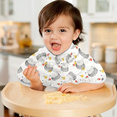 vvfelixl Baby Burp Cloths Hedgehog Apple Baby Newborn Cotton Burping Cloths Set Baby Washcloths 4 Pack