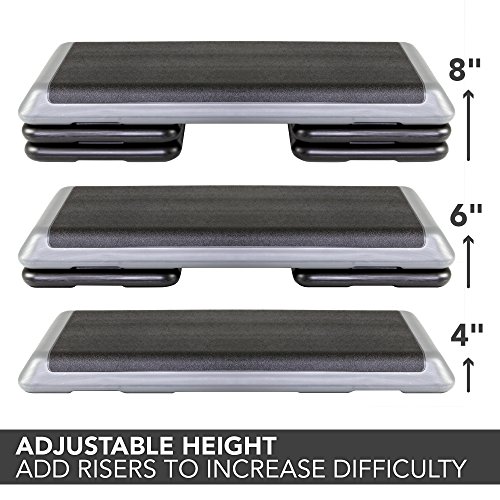 The Step (Made in USA Original Aerobic Platform for Total Body Fitness β Health Club 4 Risers Grey