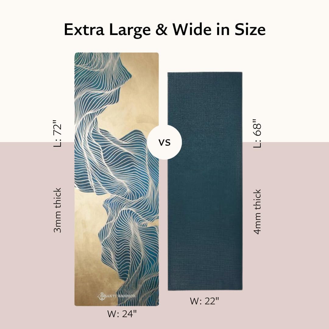 Shakti Warrior Kundalini yoga mat - Premium Printed Natural Eco-friendly Non-Slip Mat Great for Hot Yoga, Pilates, Workouts (72 inch x 24 inch x 3mm thick)