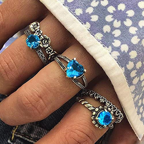 ZZ ZINFANDEL 63PCS Vintage Silver Knuckle Ring Set for Women,Bohemian Stackable Joint Finger Rings