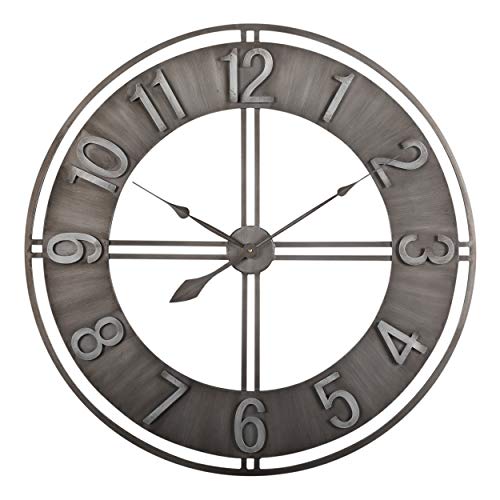 Studio Designs Home - REDEFINING MODERNDESIGN Industrial Loft 30 Inches Metal Wall Clock, 30" (Brushed Steel) (73003)
