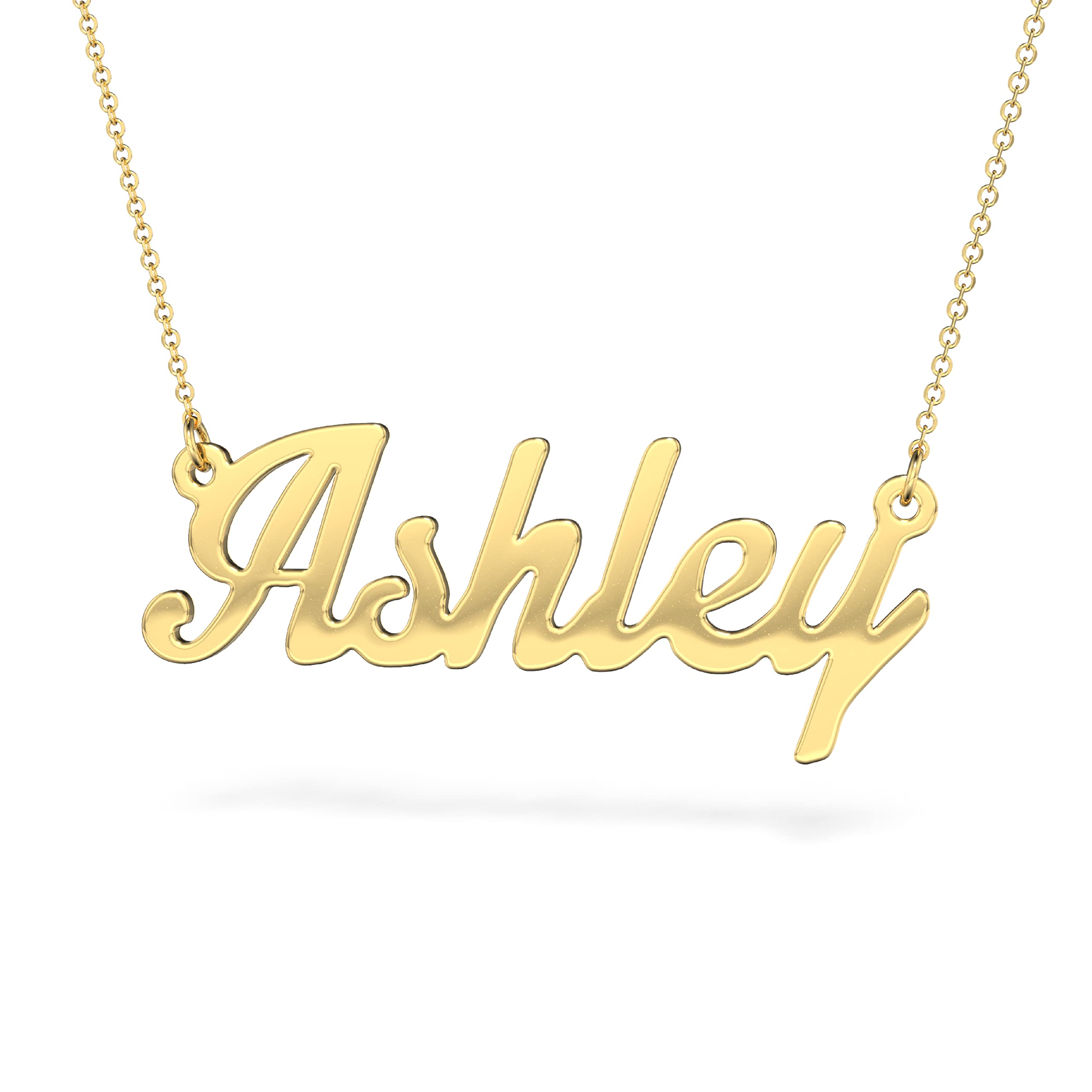 TSD 10K Yellow Gold Personalized Name Necklace with a 16" Chain in Glamorous Font by JEWLR