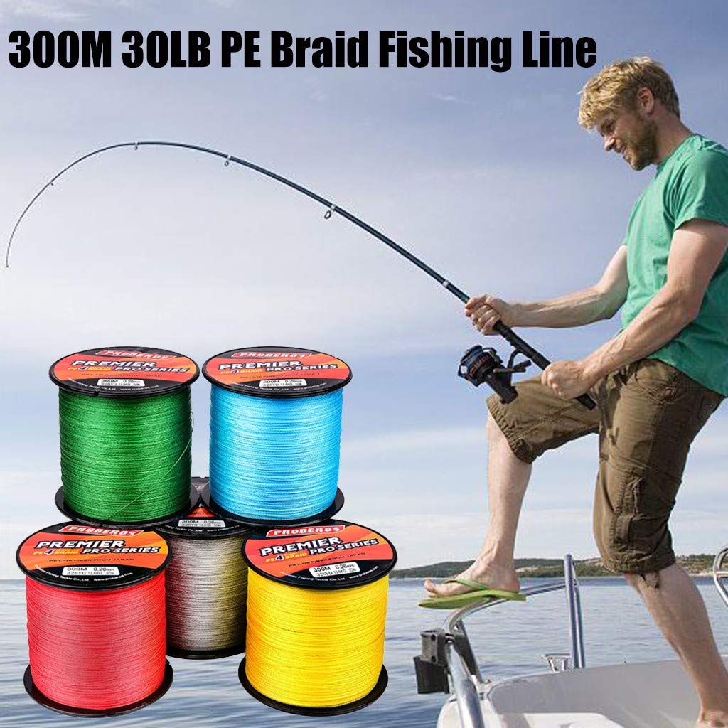 UNKN Fishing Line Super Strong Abrasion Resistant PE Braid Fishing Line 4 Strands 300M 30LB
