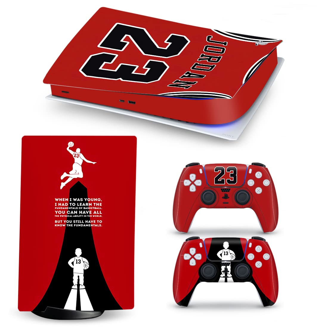 Skins for PS5 Skin Digital Edition Console and Controller Accessories Cover Wraps Basketball Sports Design for Playstation 5 Digital Edition