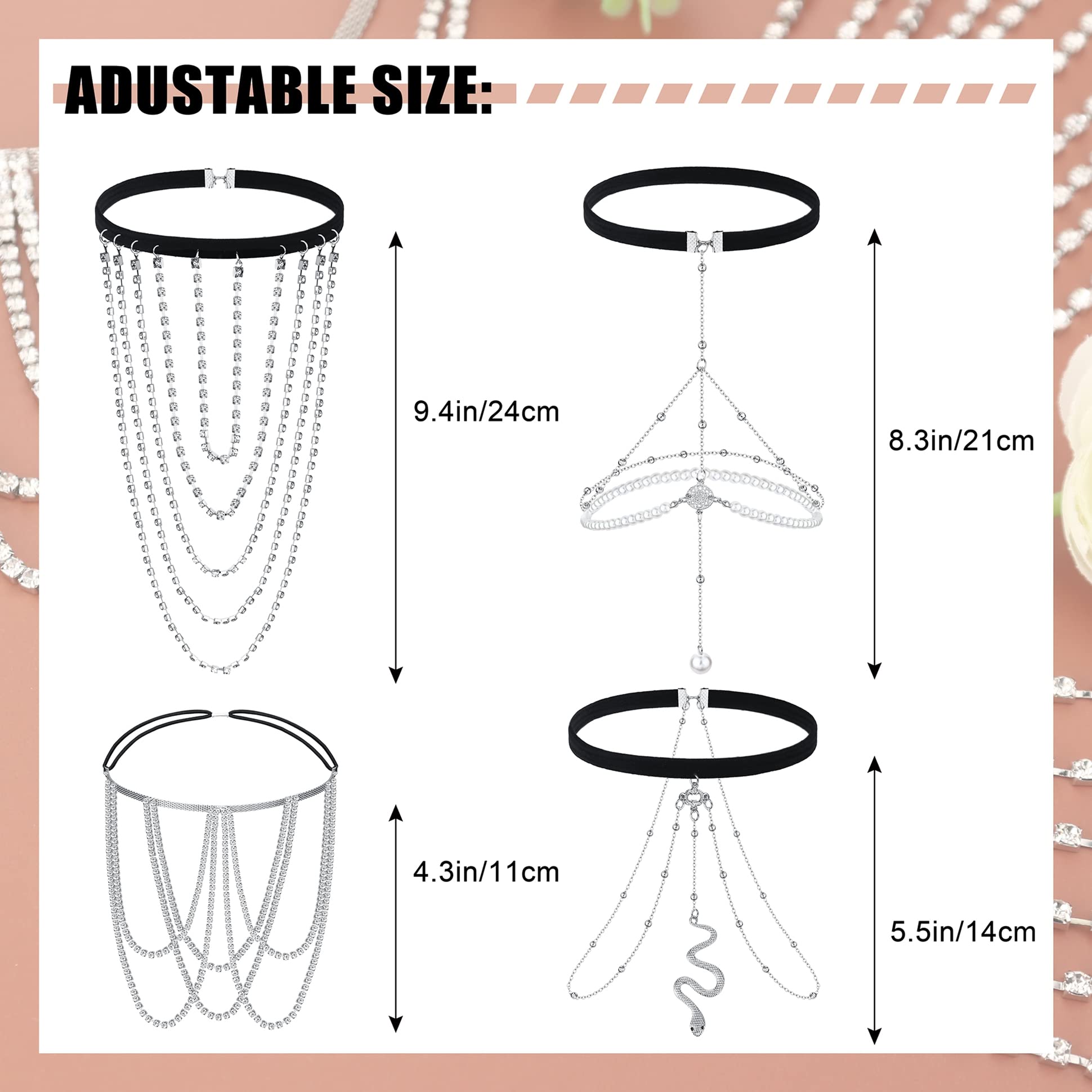 YADOCA 4 Pcs Thigh Chain Leg Chain Jewelry for Women Beach Boho Body Chain Snake Thigh Jewelry Gold Silver Tone