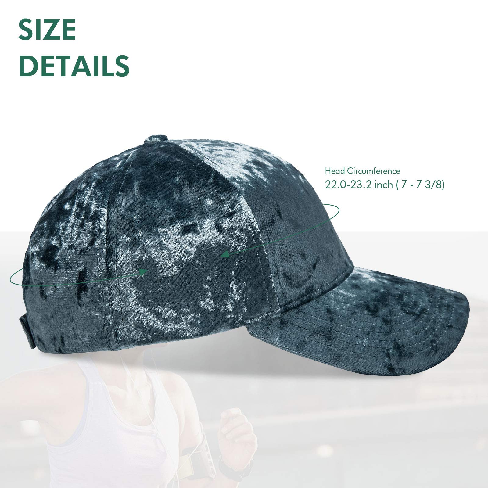 zowya Spring Velvet Baseball Cap for Women Men Crushed Iridescent Plain Dad Hat Adjustable Tennis Sports Cap Polo Hip Hop Hats Unisex Unstructured(Blue Mirage)