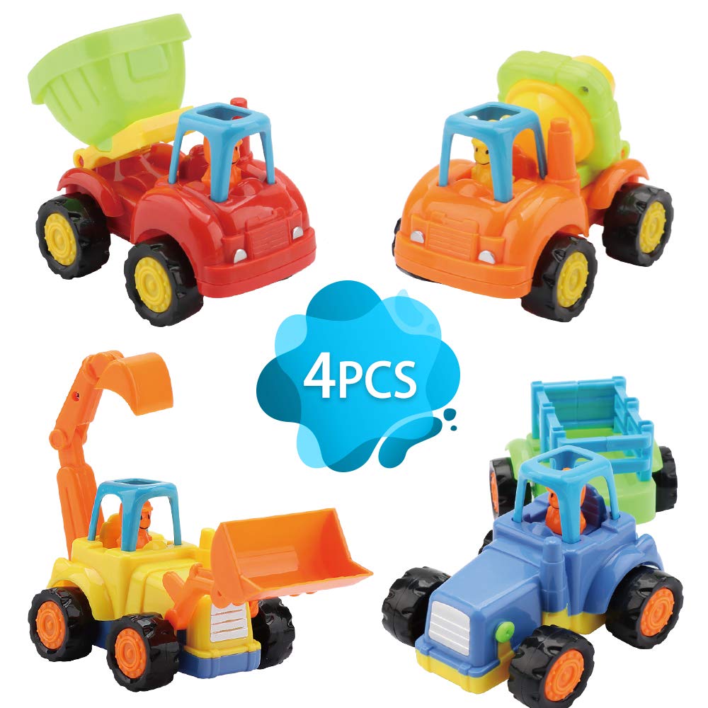 ZMZS Push and Go Cars for Kids, Friction Powered Toy Sand Play Tractor Truck Toy Baby Early Education Sets of 4,Gift for Children Boys Girls for 3+ Year Olds