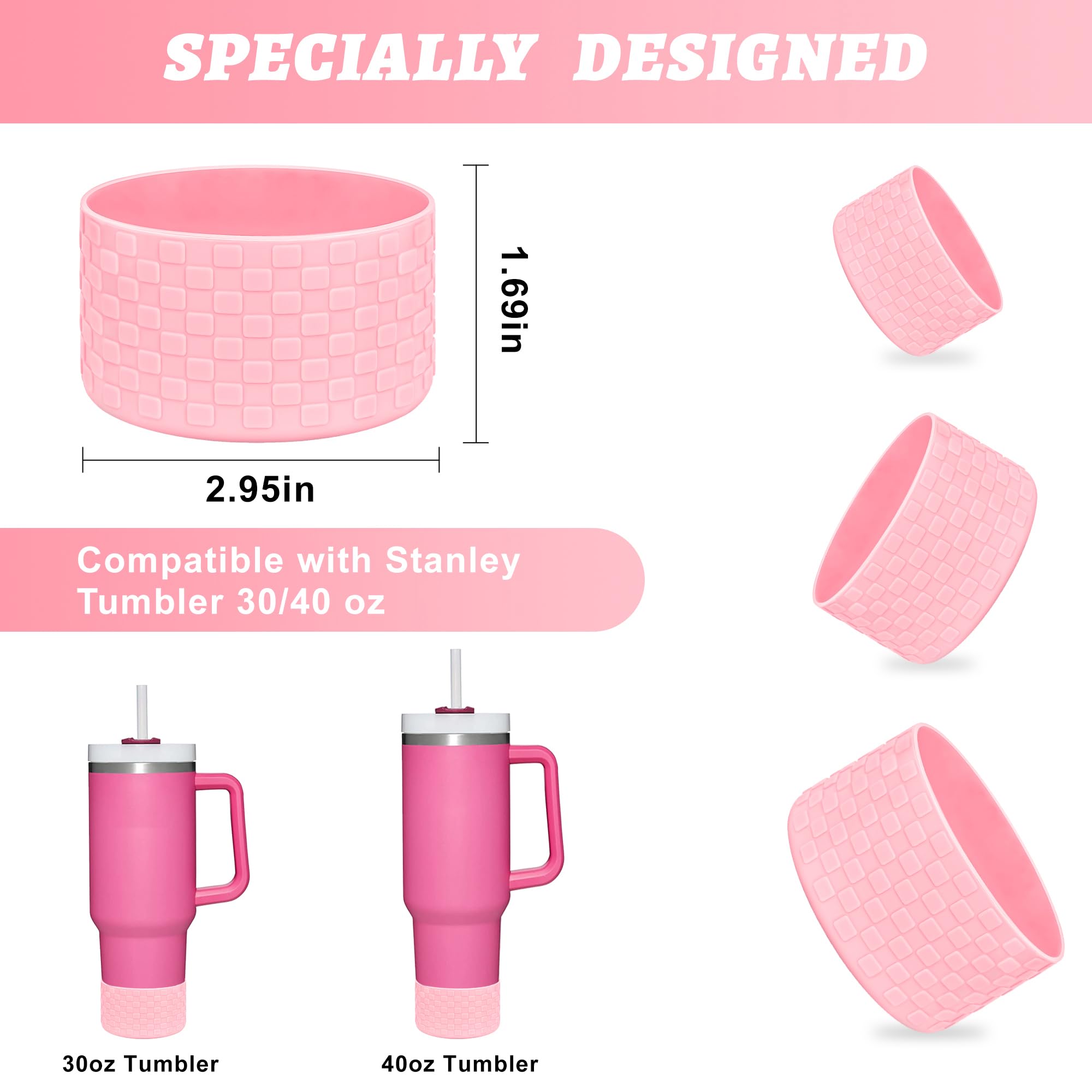 UBEEKOO Tumbler Cup Boot and Straw Covers Cap, Compatible with Stanley Tumbler 30/40oz, Including 1 Protective Silicone Boot and 1 Straw Toppers,Pink White Daisy 10mm
