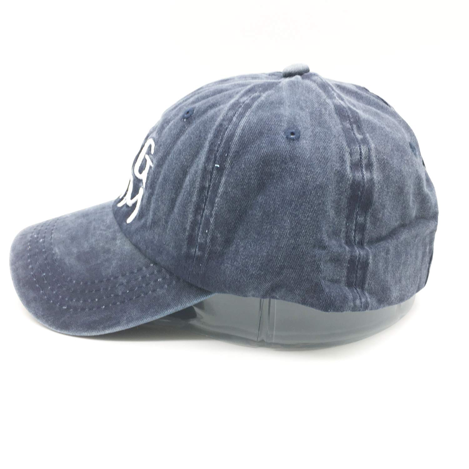 Waldeal Women's Embroideried Dog Mom High Ponytail Baseball Caps Washed Dad Hat Blue
