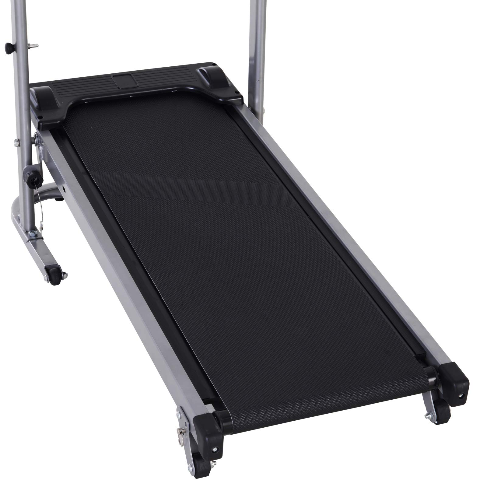 Soozier 2-in-1 Folding Walking Manual Treadmill Machine Sit Up Bench Running with LCD Screen Home Exercise Fitness