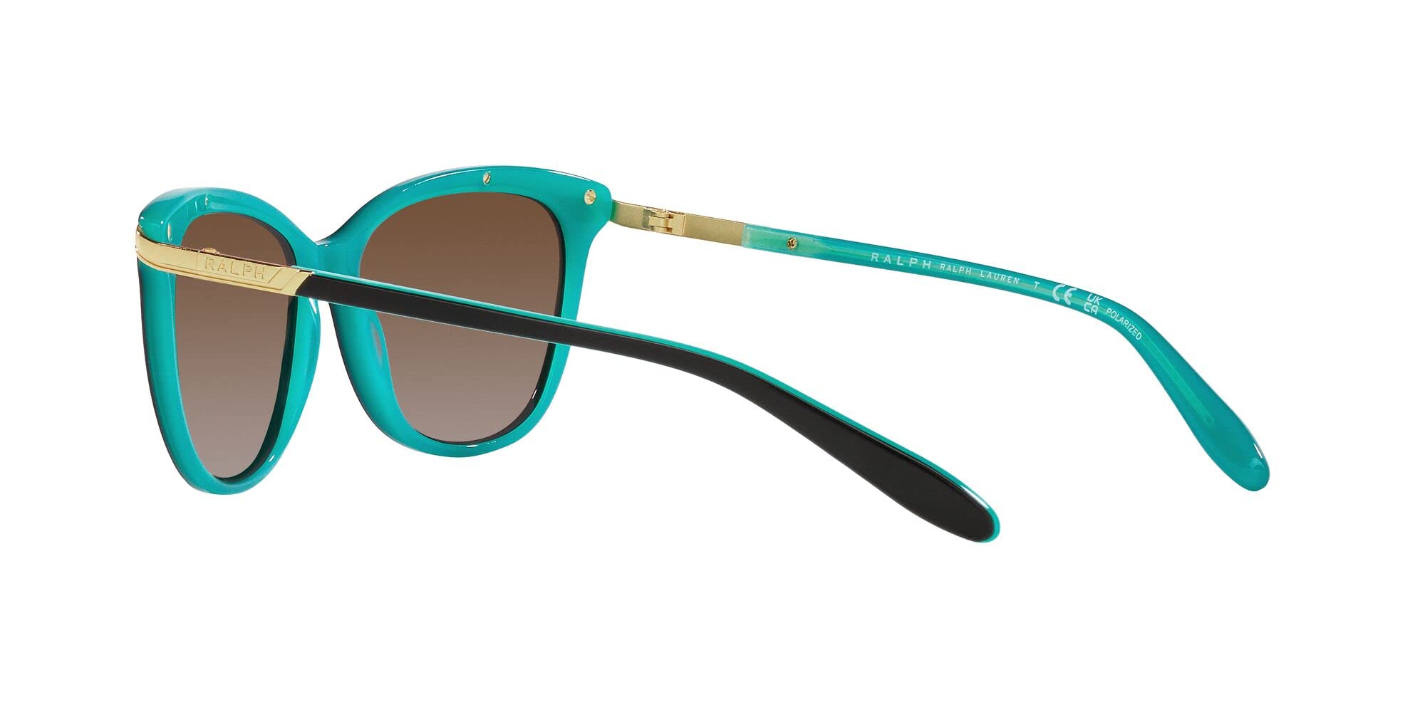 Ralph by Ralph Lauren Women's RA5203 Cat Eye Sunglasses, Shiny Multicolor Havana/Violet Gradient Brown, 54 mm