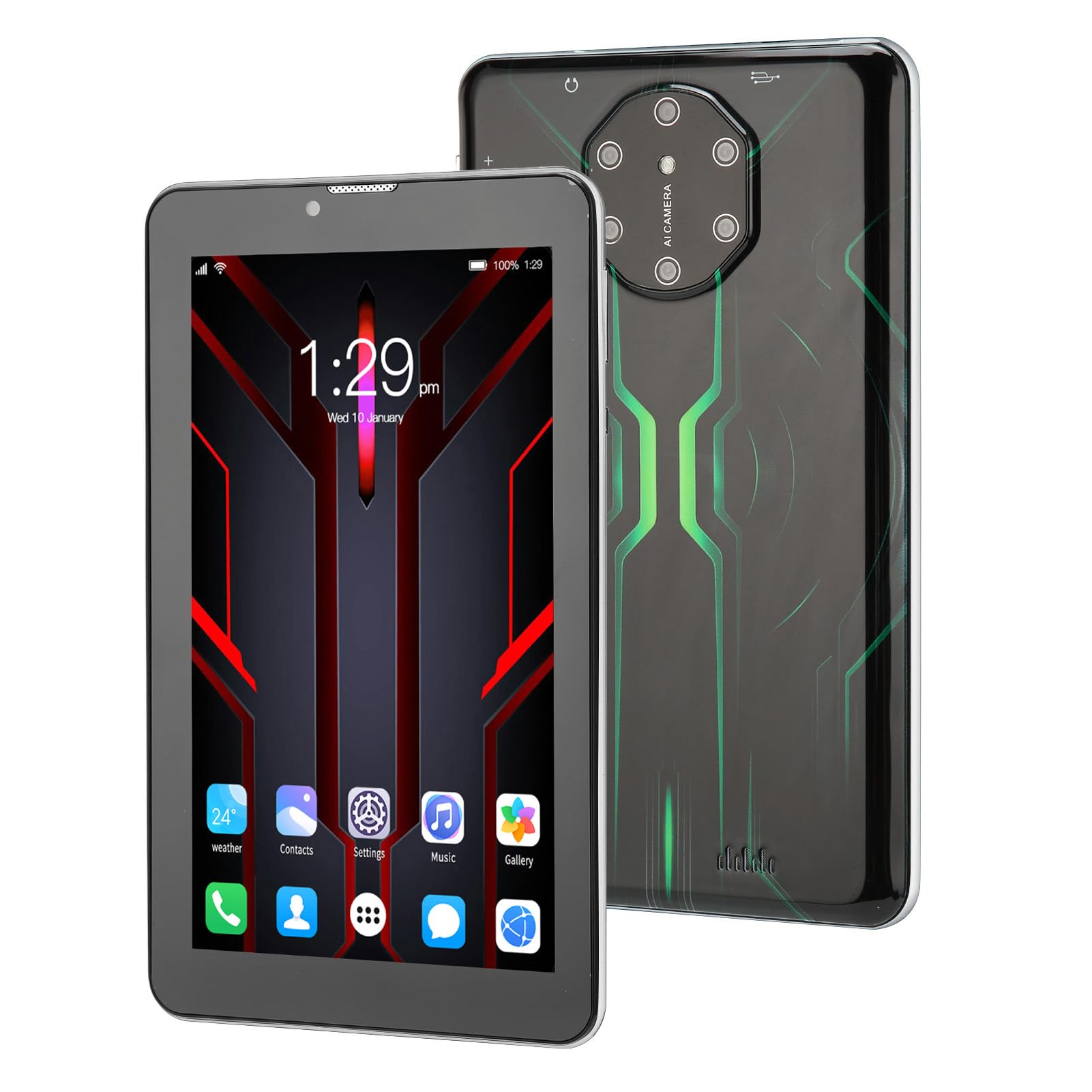 Tablet for Kids, MT6592 8 Cores CPU Green 1960x1080 IPS for Android 10 7 Inch Tablet Dual Camera for Work (US Plug)