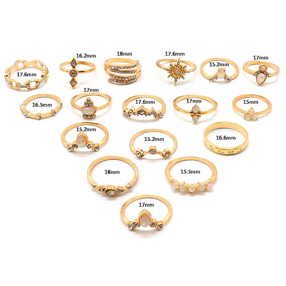 Vitaltyextracts Crystal Kunckle Finger Ring Set Boho Stackable Rhinestone Gold Joint Nail Ring Anillo Set