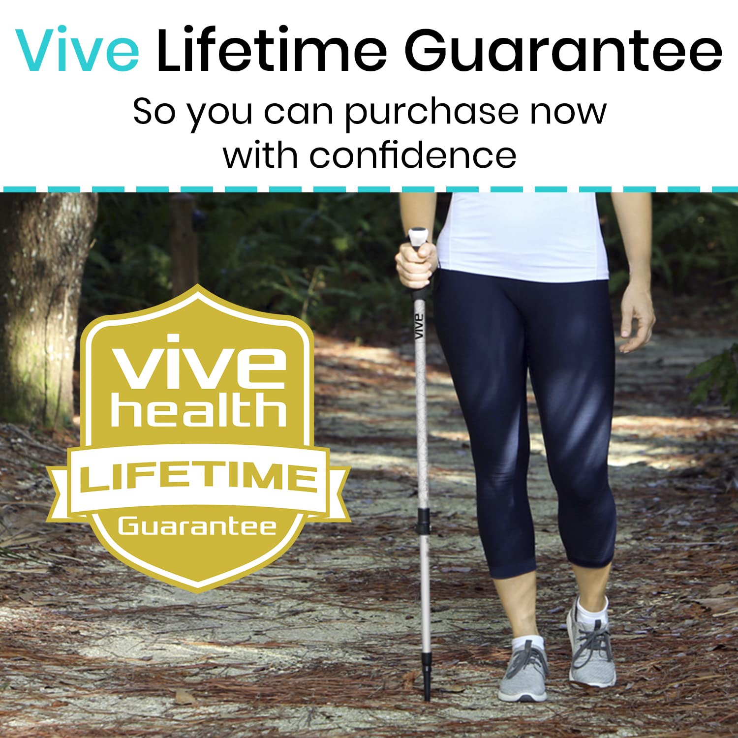 Vive Walking Sticks for Hiking - Collapsible Aluminum Trekking Pole - Lightweight and Adjustable Height - Foldable for Men, Women, Senior and Elderly - For Camping and Backpacking Includes Bag (White)