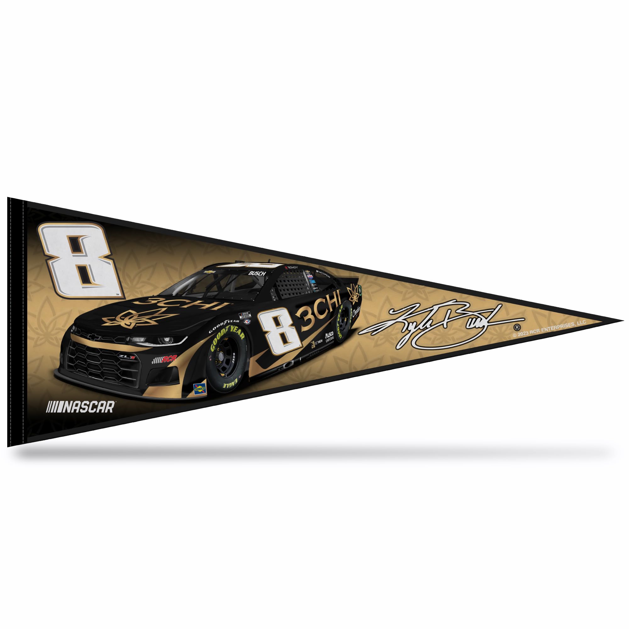 Rico Industries Kyle Busch No. 8 Premium 12”x30” Felt Wall Pennant Flag – Display Your NASCAR Fandom in your Home, Garage, Office or Man Cave