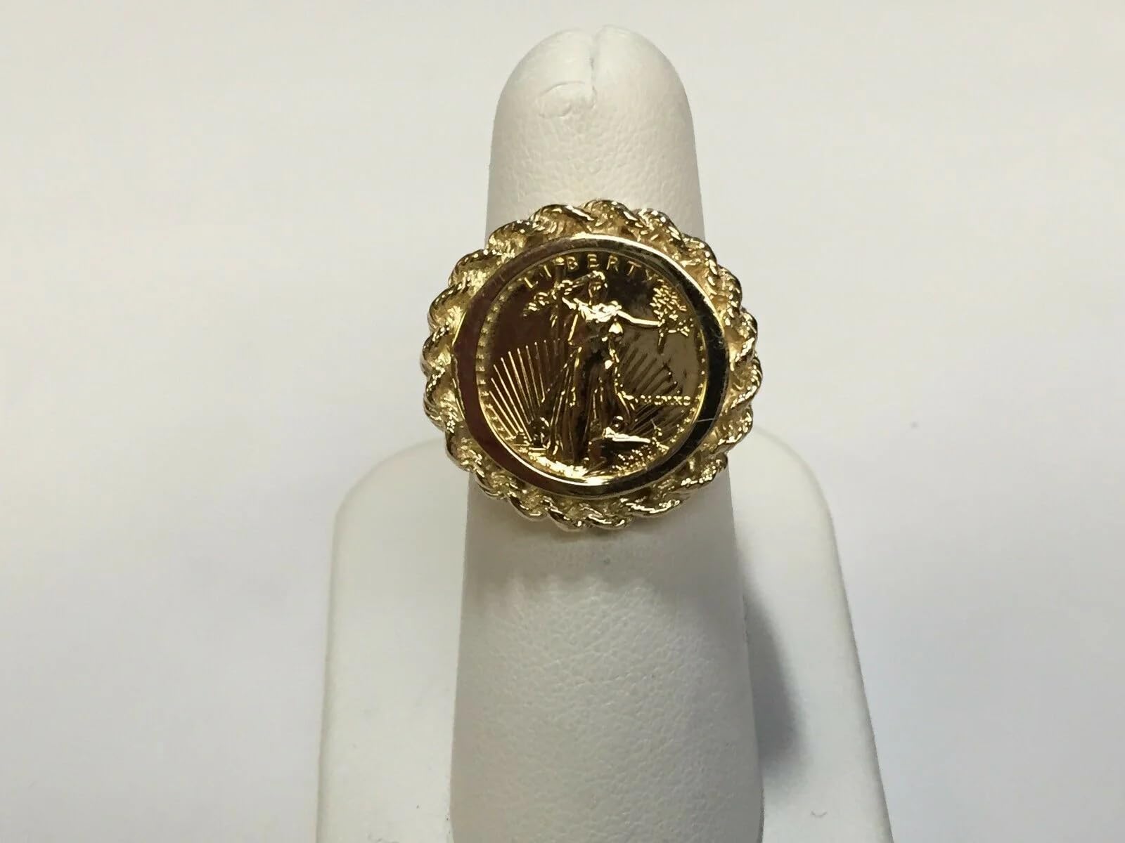TEX 14k Yellow Gold Ring, 1/10oz US Lady Liberty Coin, Approx 11.4g