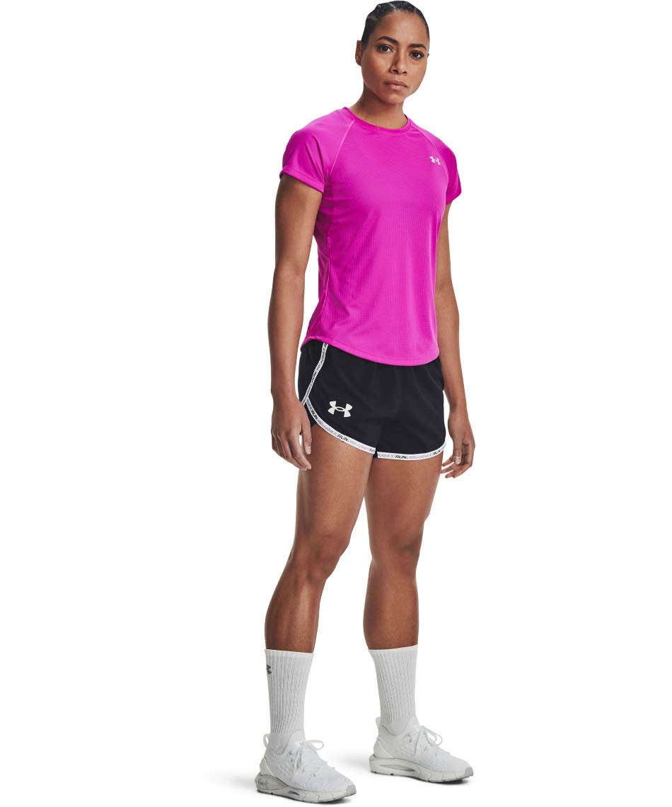 Under Armour Women's Fly by 2.0 Brand Shorts, Black (001)/White, Medium