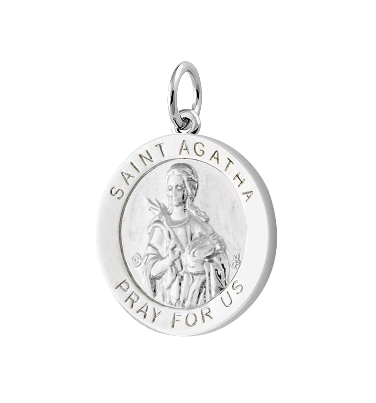 US Jewels Ladies 925 Sterling Silver Saint Agatha Medal Pendant, 18.5mm