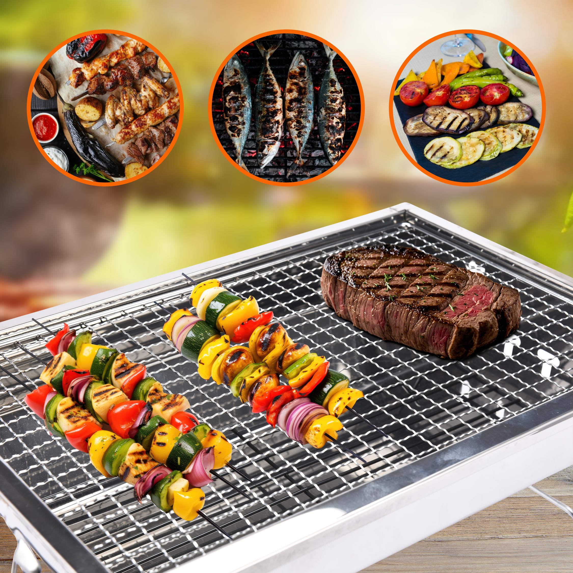 Zorestar Portable Folding Charcoal Grill, Premium Stainless Steel Outdoor BBQ for Camping, Picnics, Backyard Barbecues, Easy Setup, Storage, Ventilation Design, Sturdy & Compact for Travel
