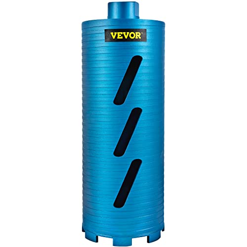 VEVOR Core Drill Bit, 4" /101.6 mm Diameter 5/8"-11 Shank Arbor with a Pilot Bit & 4.5" Blade, 9.5" /241.3mm Depth Diamond Dry Coring Bore Tool, Masonry Hole Saw Bits for Hard Concrete Brick and Block