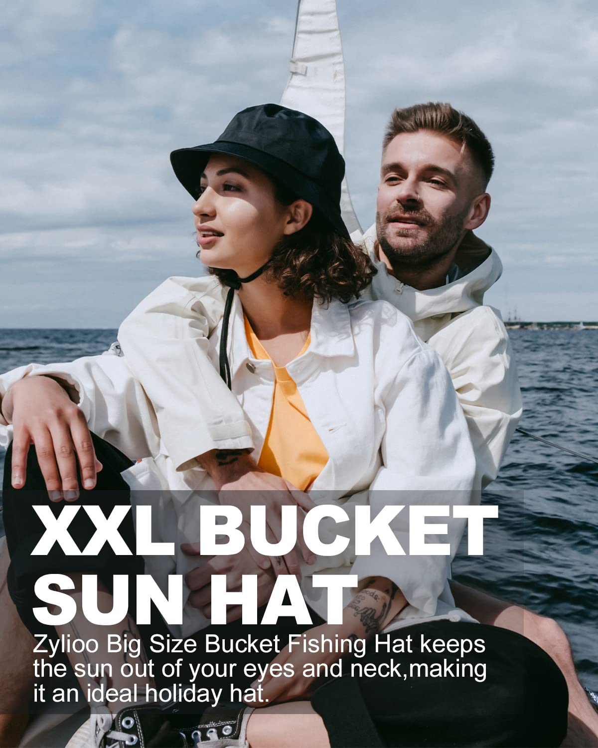 Zylioo XX-Large Reversible Bucket Hat,Oversize Summer Travel Bucket Hats,Wearable Sun Hat for Big Heads 25"-26"