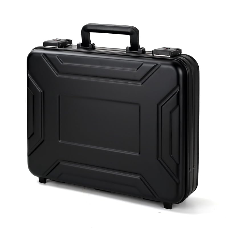 urecimy Large metal briefcase 18.1X13.8X6.1 Inch Aluminum Case Combination Lock Black Suitcase for Valuables UAV/Gun Cases Display Box Super Big Size with Sponge