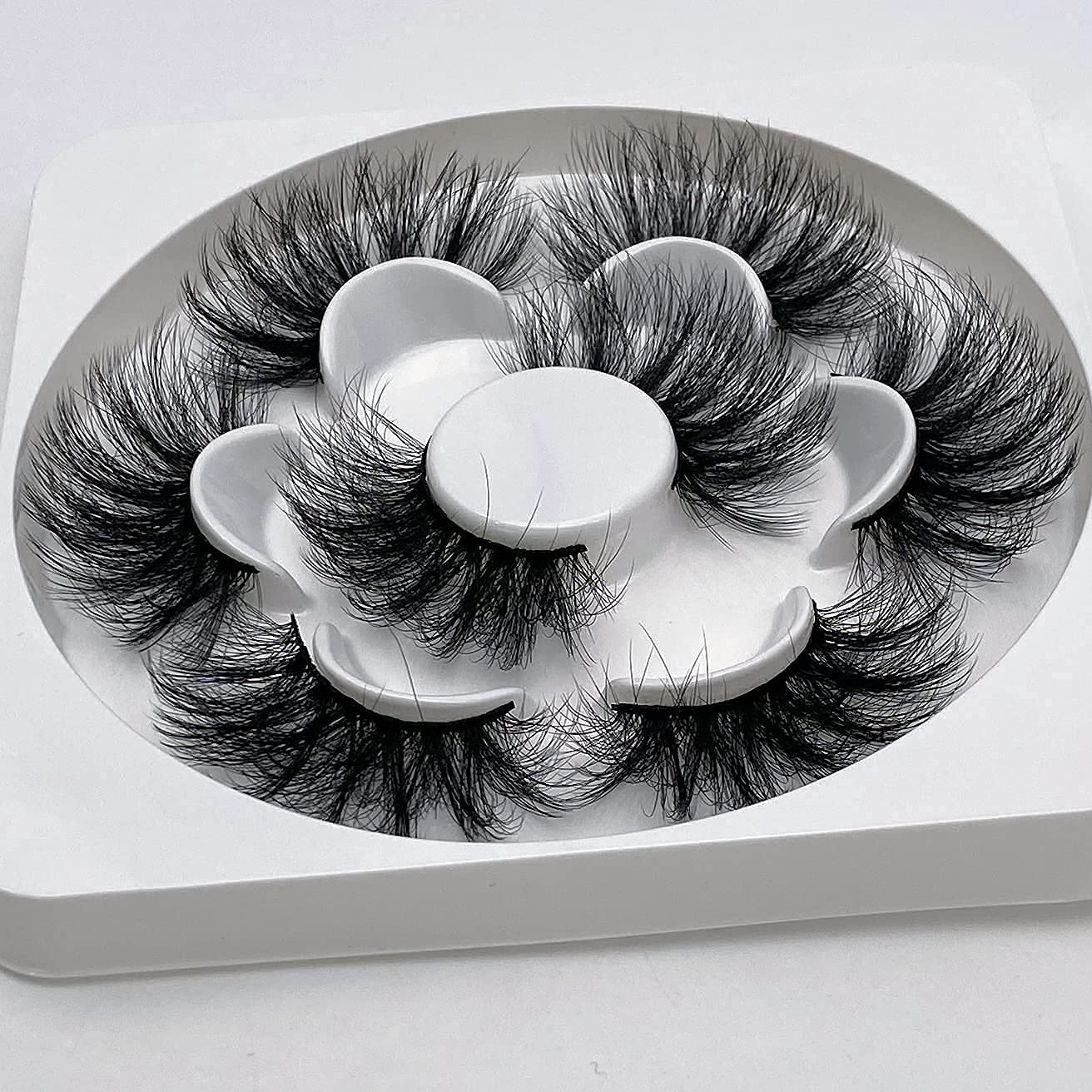 Veleasha Mink Eyelashes Faux 8D Wispy Fluffy Mink Lashes 25mm Dramatic Long Fake Eyelashes 4 Pairs Pack False Lashes (M02)