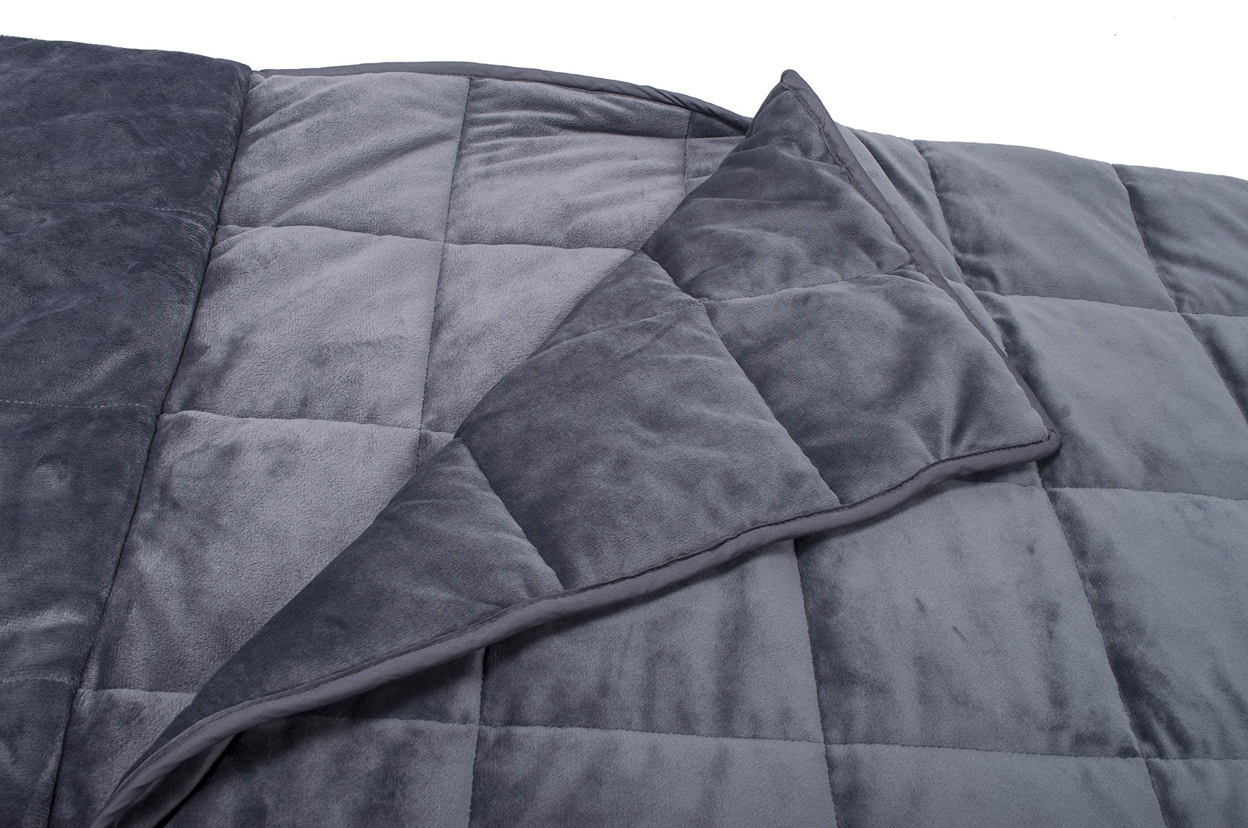 ZooVaa Weighted Sleeping Bag - Soft Microfiber Minky Weighted Blanket 13LB Compression Camping Blanket with Glass Beads for Kids and Small Adults (30x80” Dark Gray)