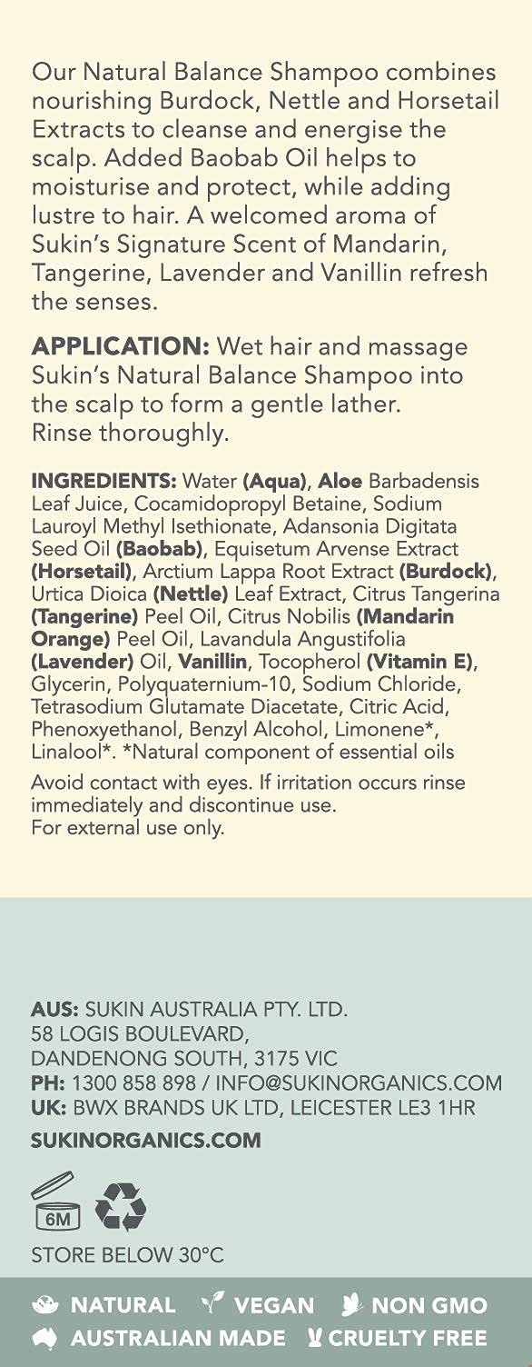 Sukin Haircare Natural Balance Shampoo, 33.82 Ounce