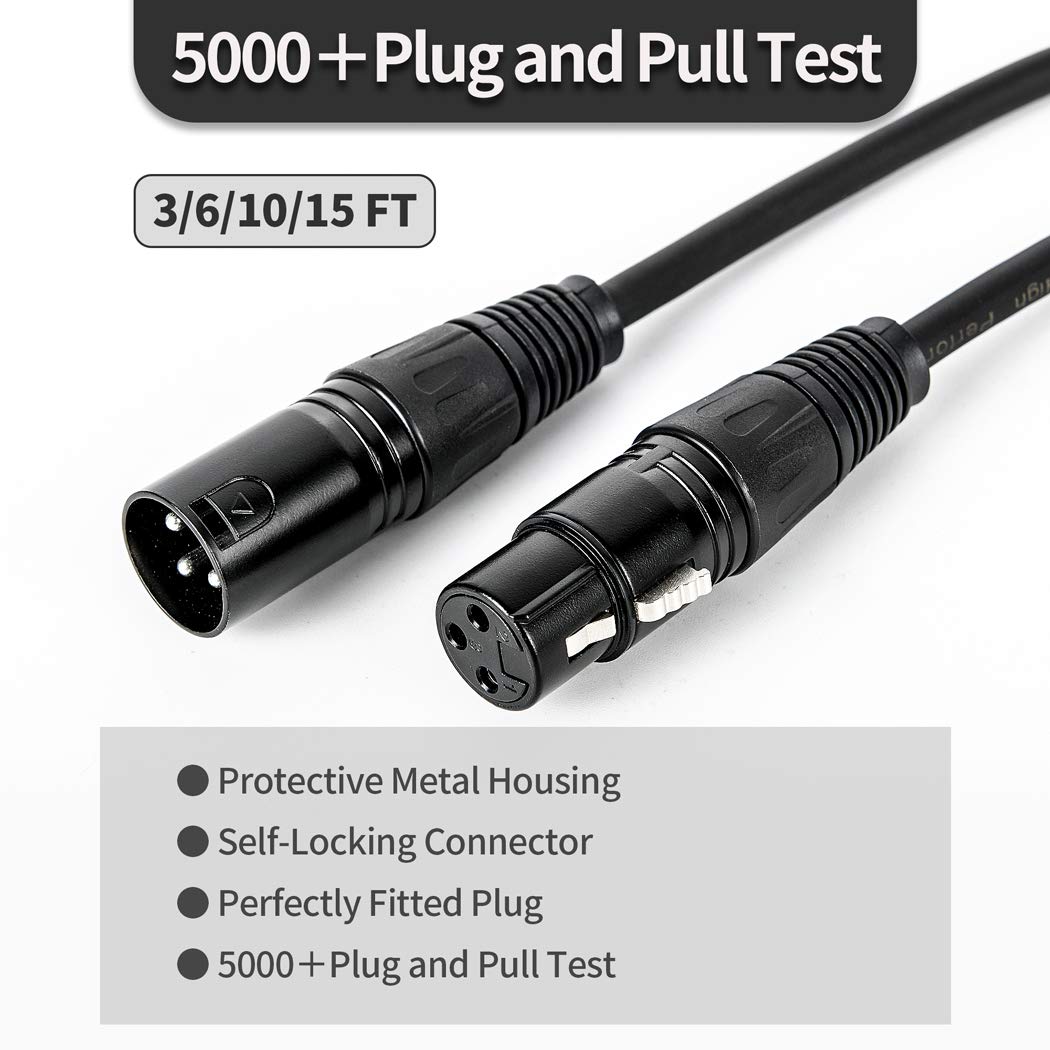 XLR Cable,Microphone Cable Xlr Male to Female 3 ft Mic Cord 24AWG Pure Copper Wire Core Soft Wear Resistant Patch Extension Cables