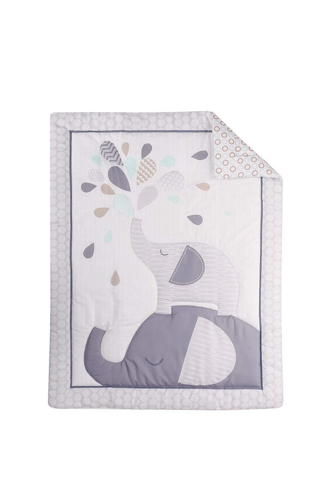Wowelife Gray Crib Bedding Set, Premium 3-Piece Baby Bedding Set Elephant,Crib Bedding Set for Baby, Breathable and Soft for Boy and Girl