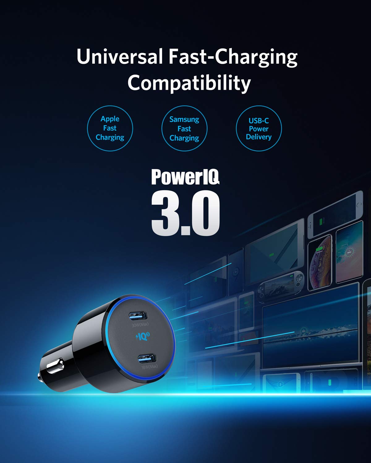 USB C Car Charger, Anker 48W 2-Port PIQ 3.0 Fast Charger Adapter, PowerDrive+ III Duo with Power Delivery for iPhone 12/12 Pro/12 Pro Max/11/11 Pro/11 Pro Max/XR/XS/X, Galaxy, Pixel, iPad Pro and More
