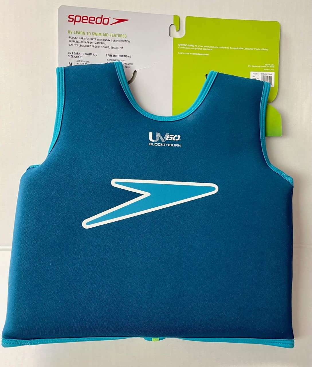 Speedo UV Neoprene Swim Vest Green/Blue (Wave logo) size M (Ages 2-4y)