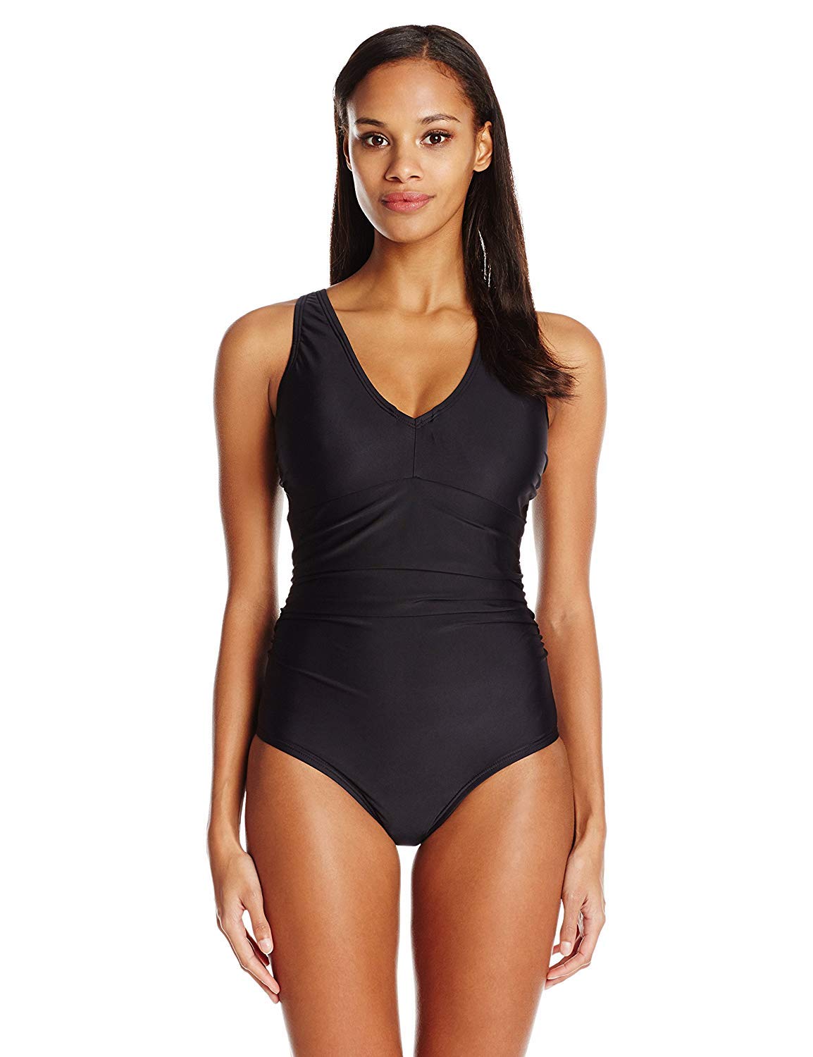 Speedo Women's Swimsuit One Piece PowerFlex V-Neck Solid - Manufacturer Discontinued