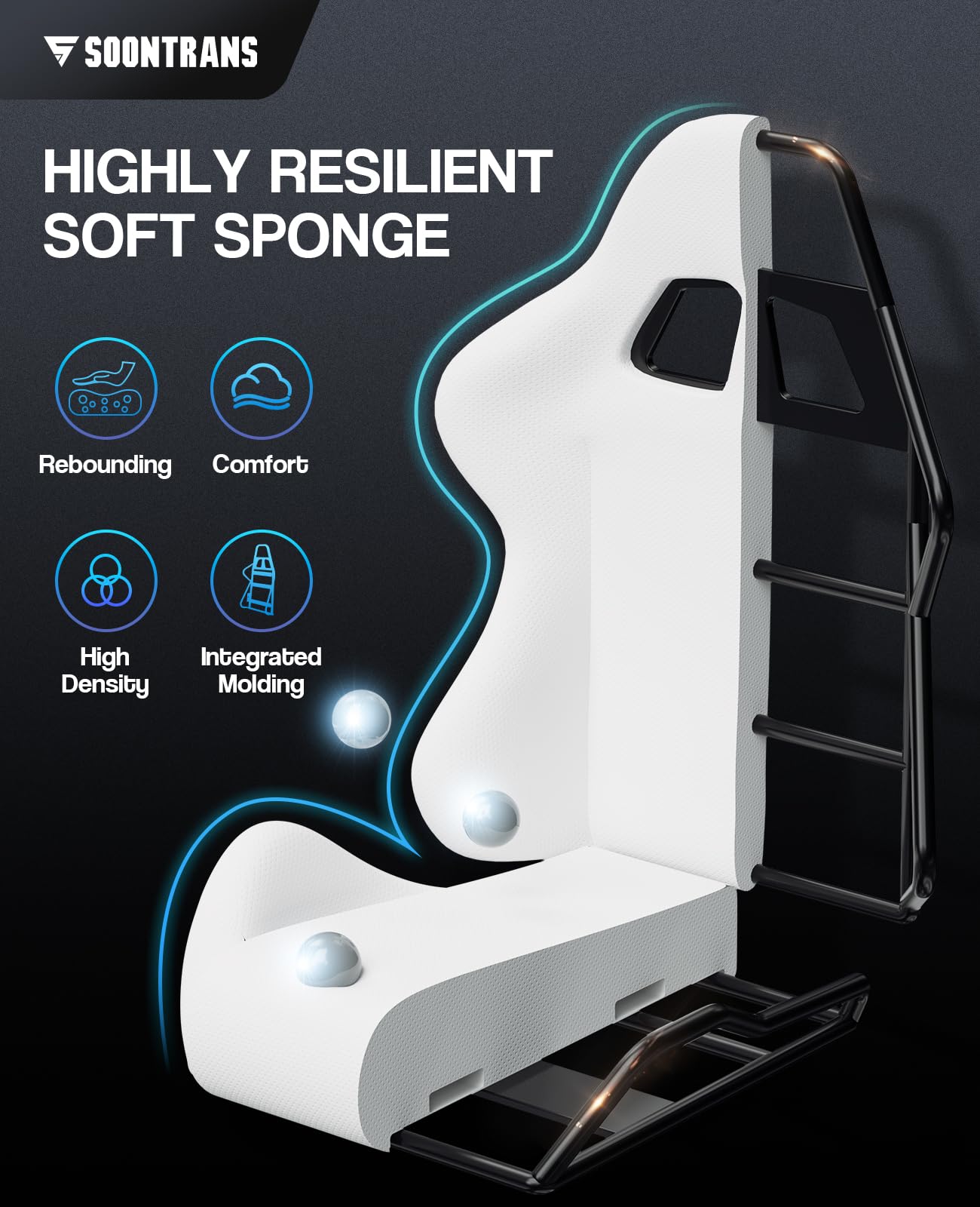 Soontrans Black Gaming Chairs with Footrest, Ergonomic Gamer Chair, Home Office Chair,PC Computer Chair with Headrest and Lumbar Support(Dark Black)