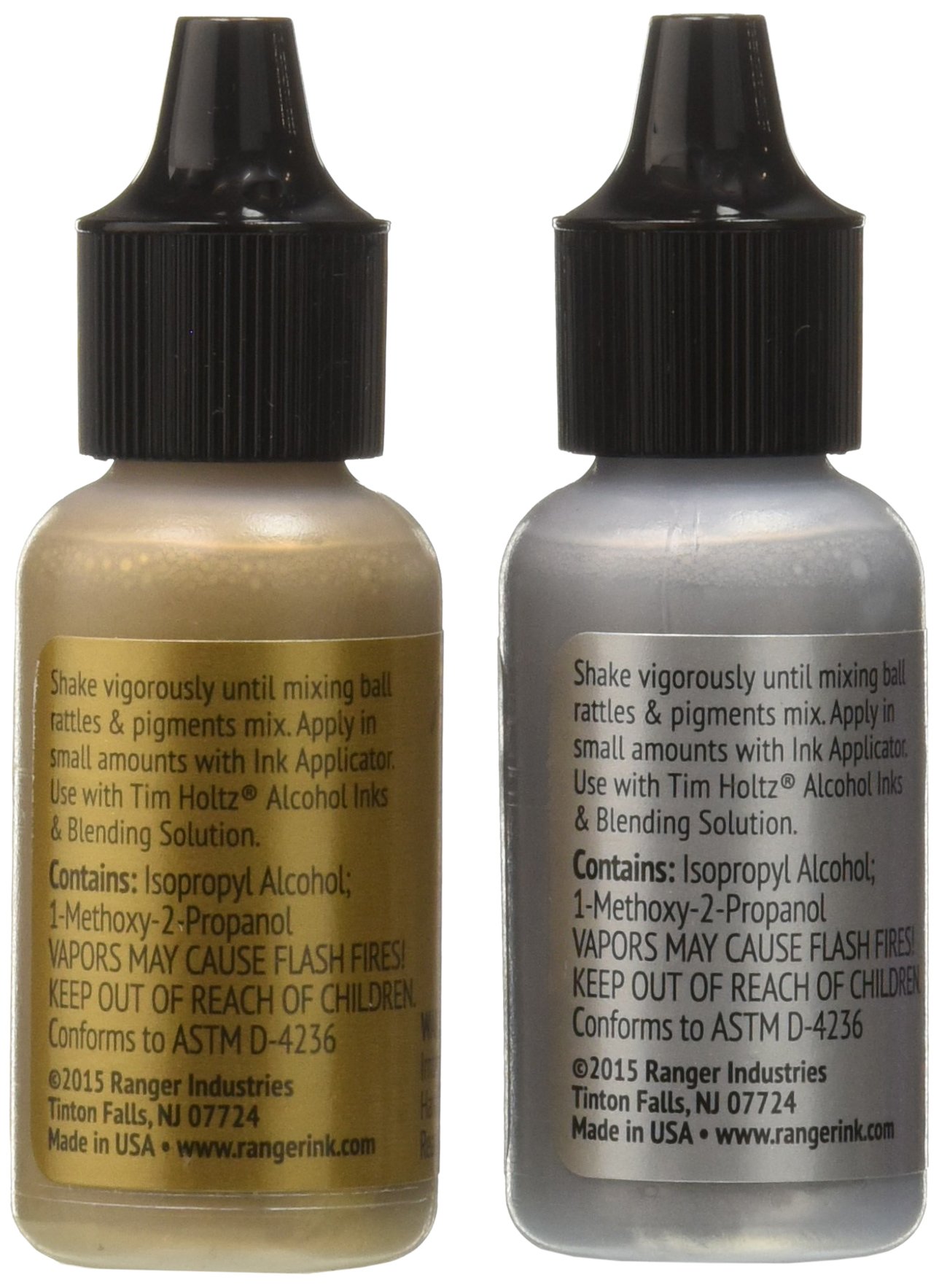Ranger TIM21247 Adirondack Alcohol Ink Metallic Mixatives 1/2-Ounce 2/Pkg, Gold and Silver