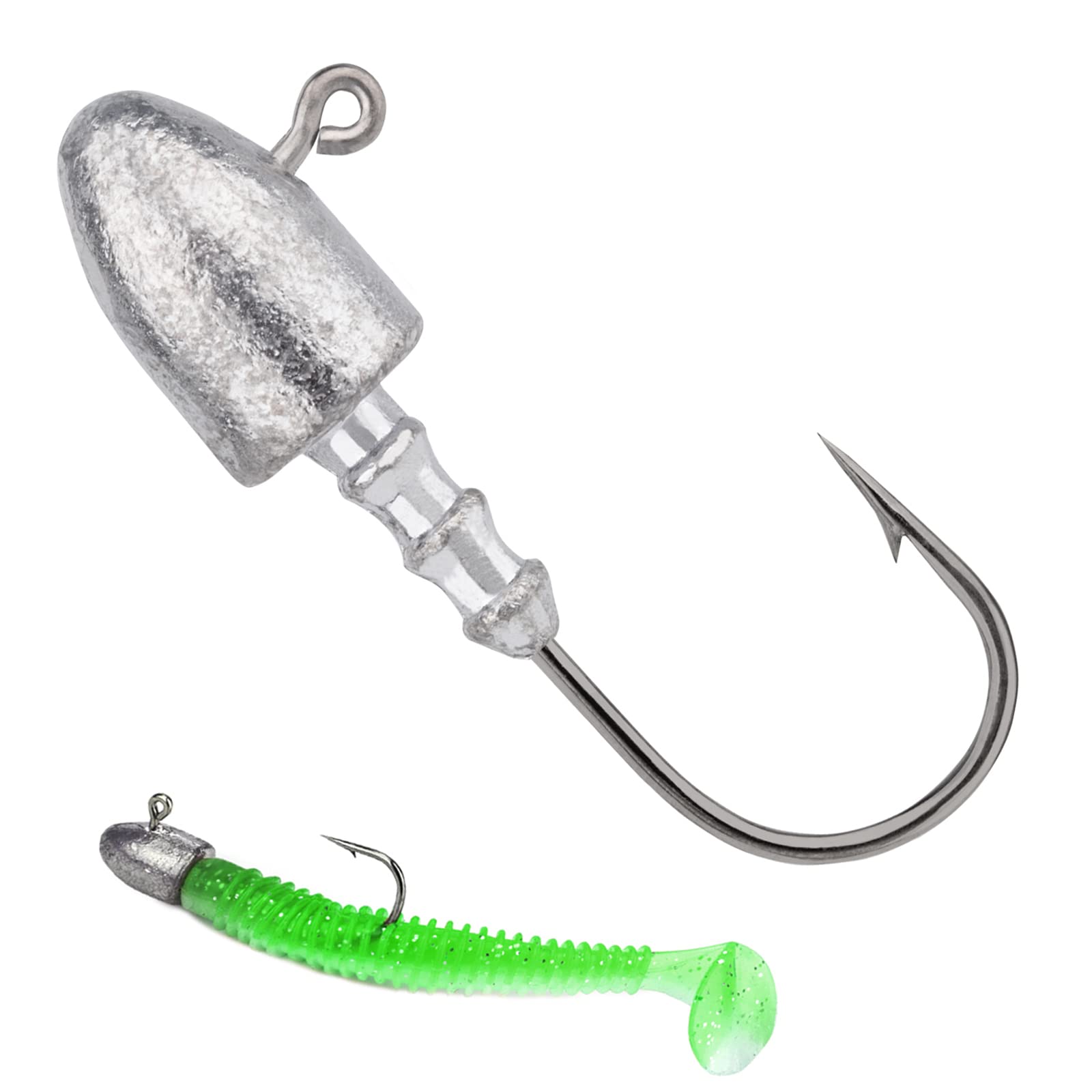 THKFISH Bullet Jig Heads for Bass Crappie Fishing Saltwater Freshwater Walleye Panfish Jigs Swimbait Jig Head Hooks for Bass Trout 1/4oz (7g) 20pcs